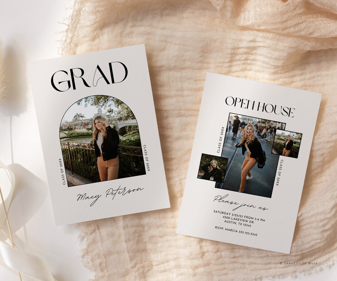 Graduation Announcement Card, Editable Canva Card Template, Class of ...