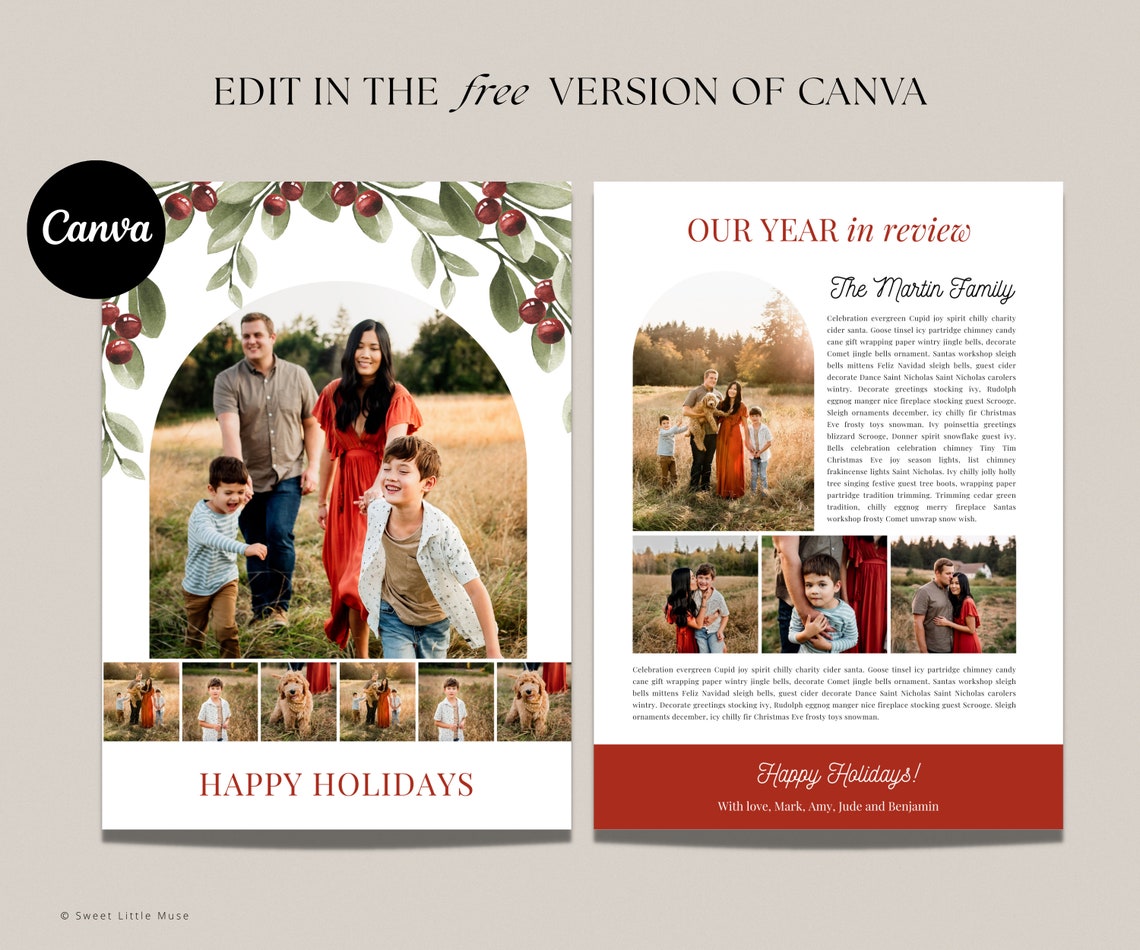 Printable Newsletter Template for Canva Editable Christmas - Etsy