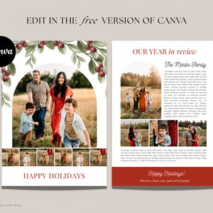 Printable Newsletter Template for Canva - Editable Christmas Newsletter ...