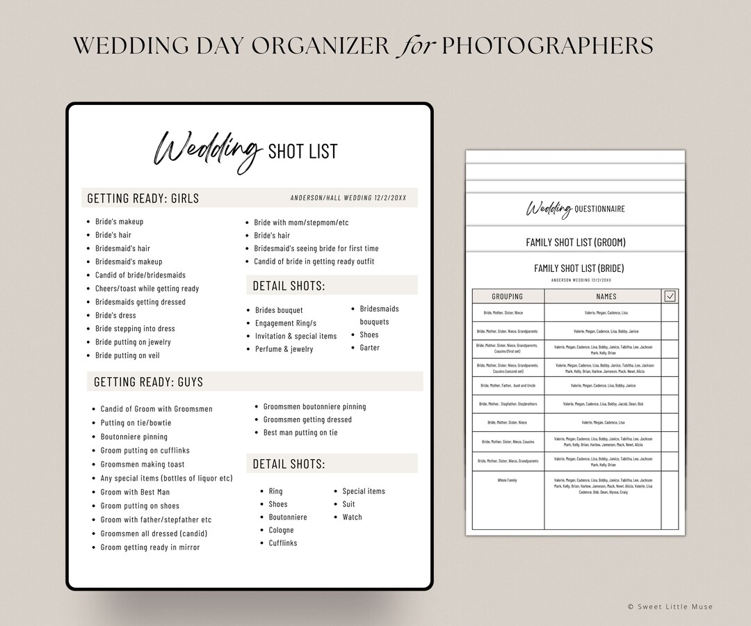 Wedding Photographer Timeline Template for Canva Wedding - Etsy