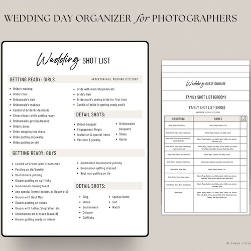 Wedding Photography Shot List - Etsy