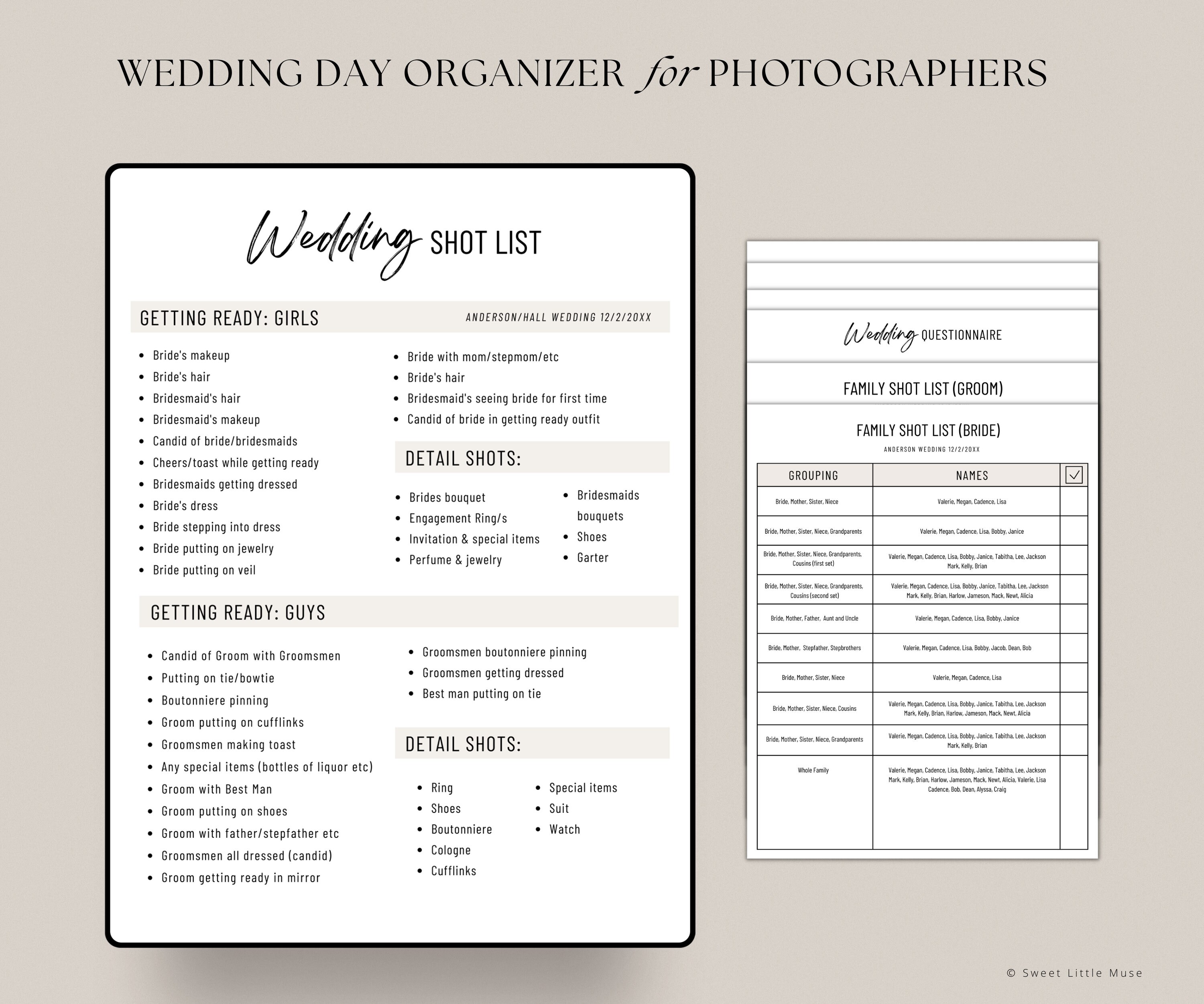 Wedding Photographer Organizer - Etsy