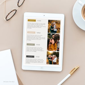 Modern Family Photography Pricing Guide Template for Canva, Photography ...