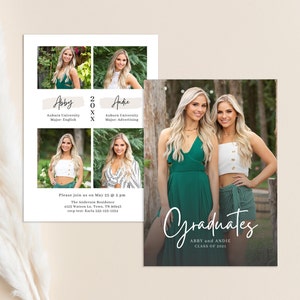 Twins Graduation Announcement Template: Senior Photo Card (photoshop ...