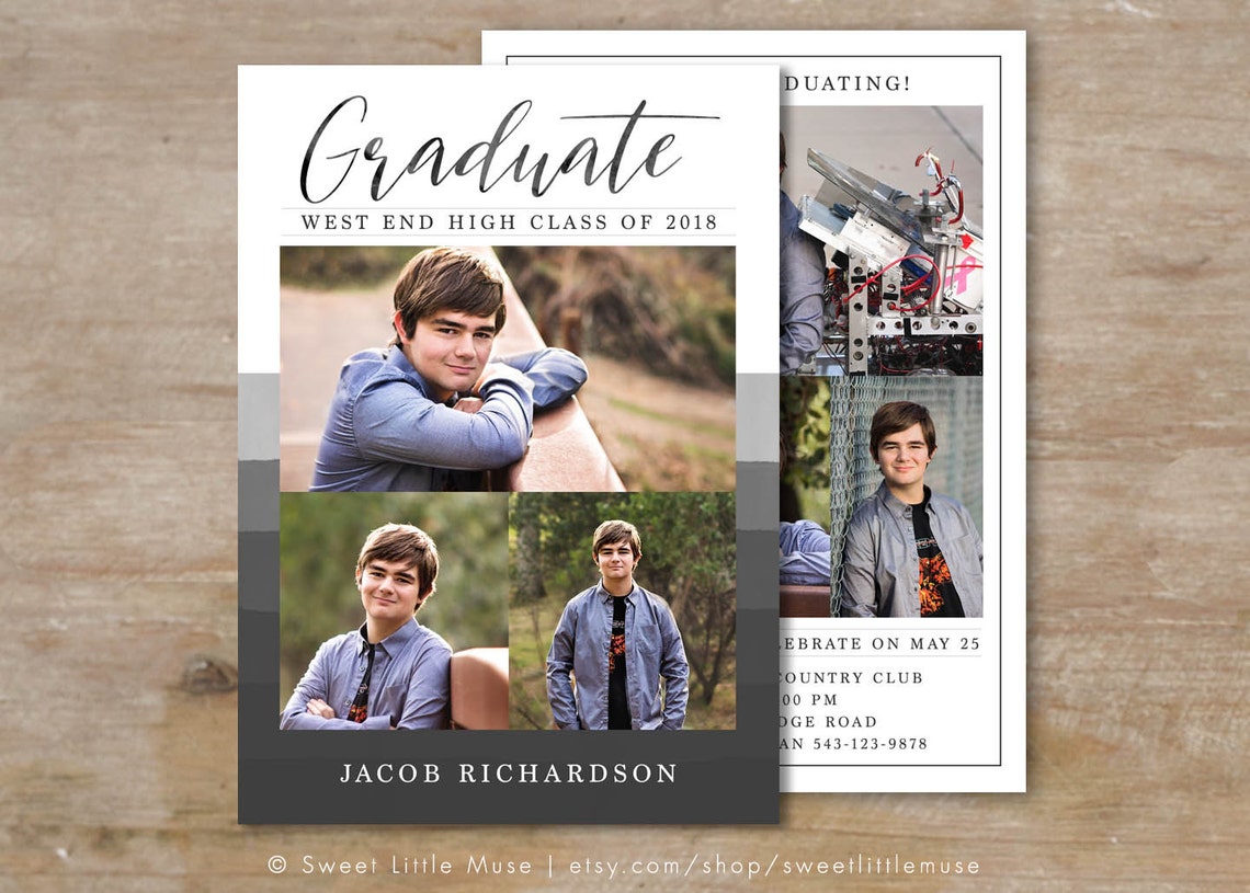 Senior Graduation Announcement Boy Senior Card Template | Etsy