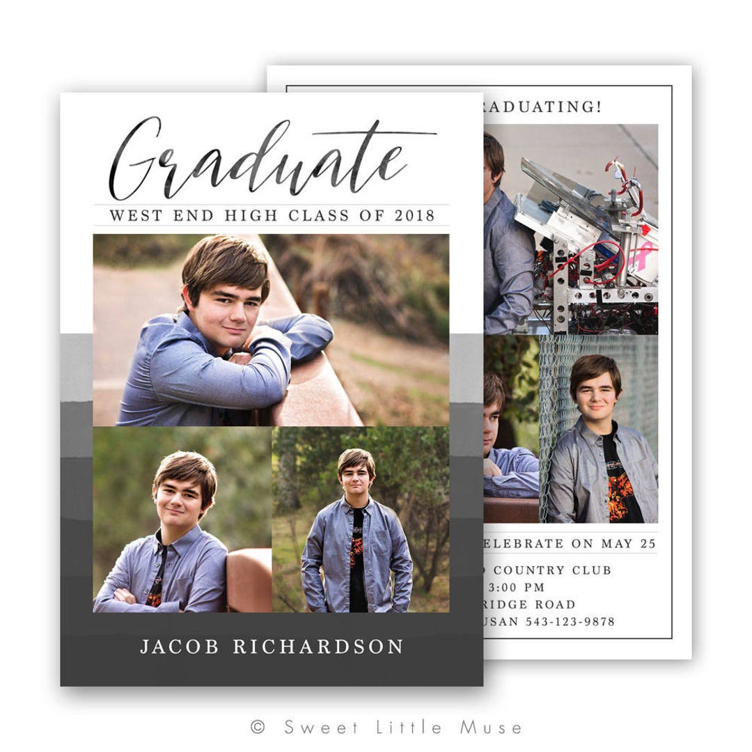 Senior Graduation Announcement, Boy Senior Card Template, Photoshop ...