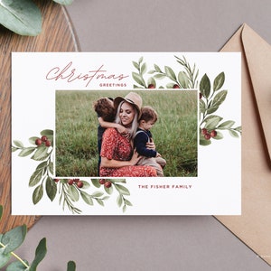 Editable Christmas Card Template Canva - Customizable Christmas Photo ...