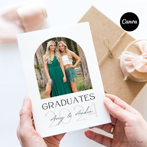 Twins Graduation Announcement Template - Twin Senior Graduation Card ...