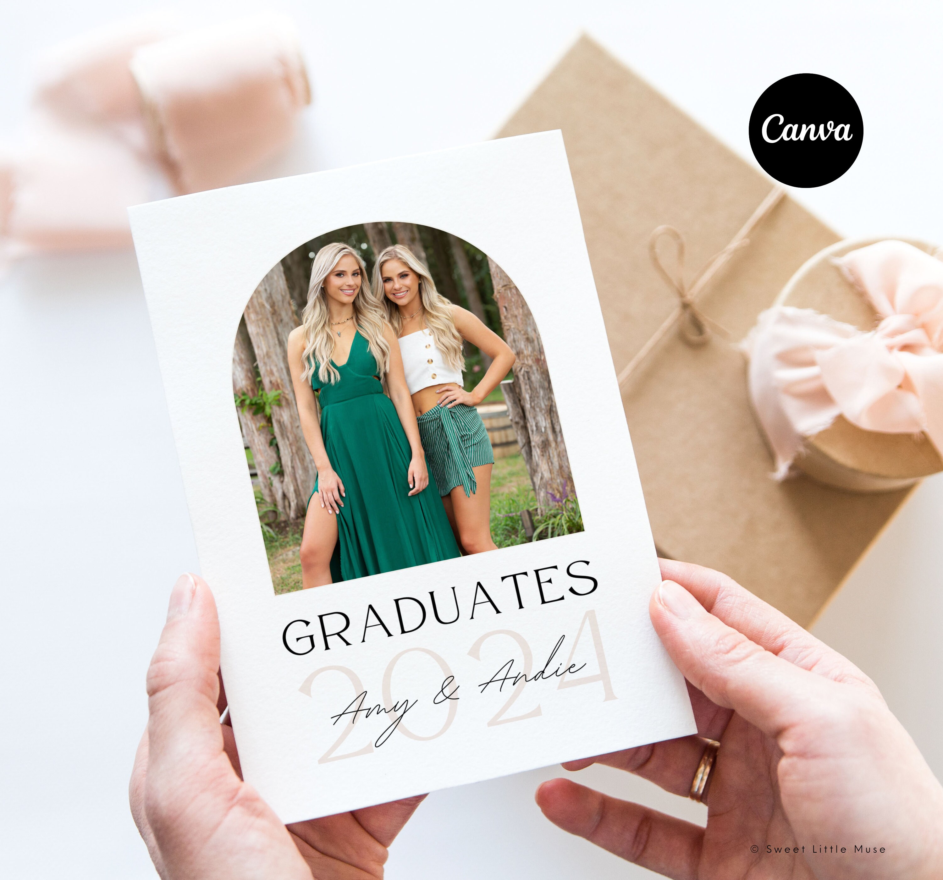 Twins Graduation Announcement Template: Senior Photo Card (canva ...