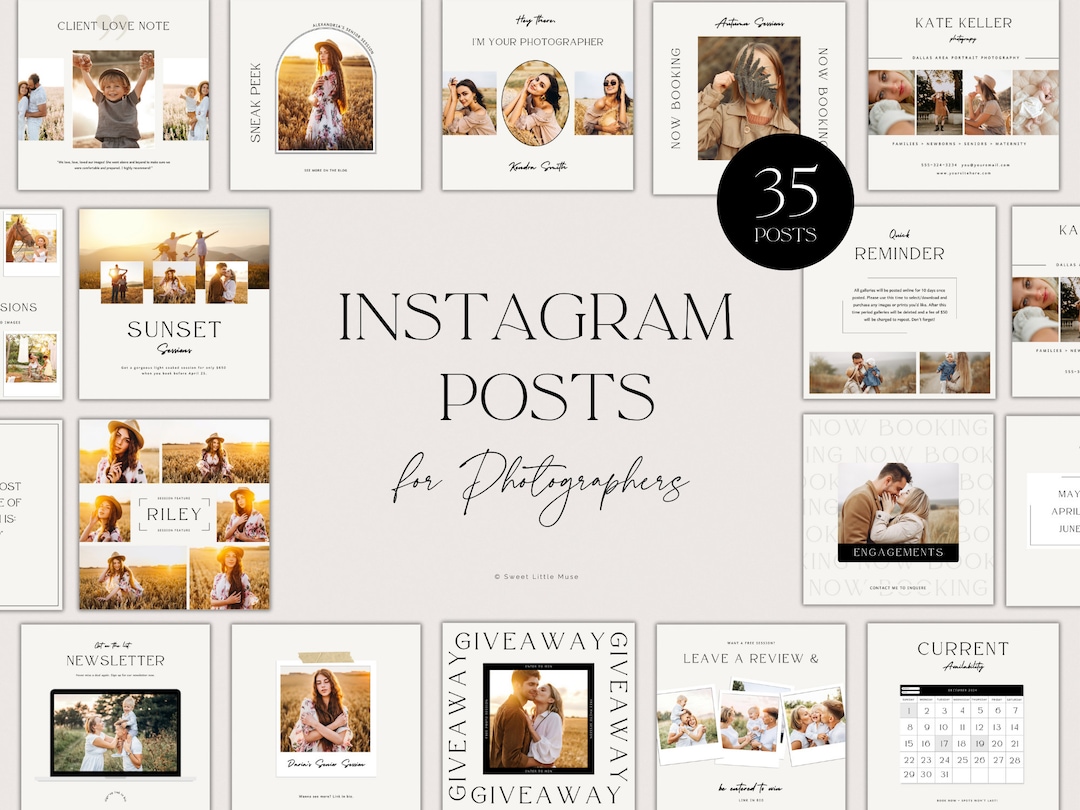 Photography Instagram Post Templates for Canva: Insta Tiles (digital ...