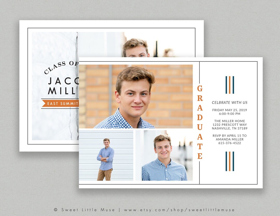 Senior Boy Graduation Announcement Template Senior Grad Card - Etsy