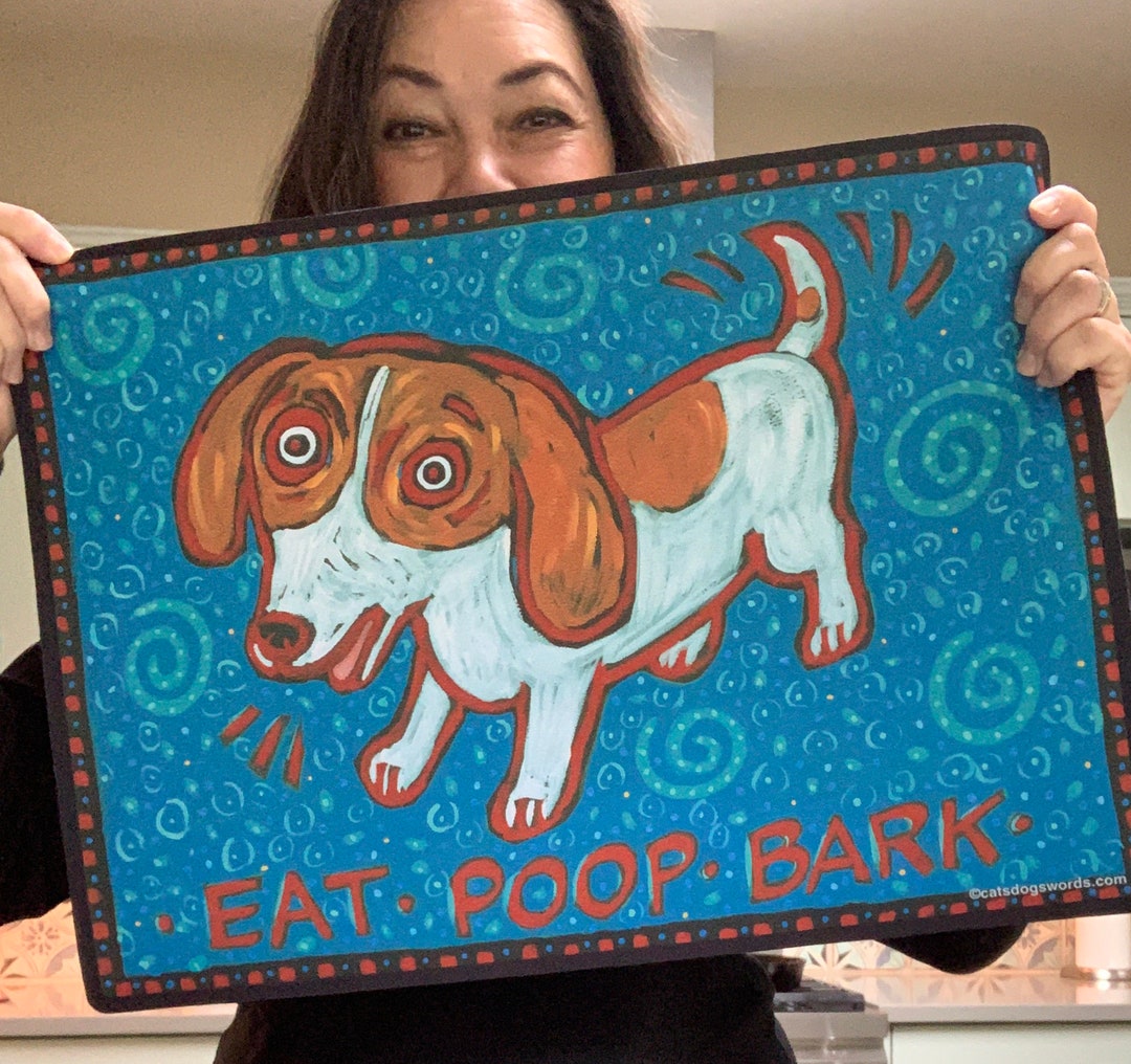 Eat. Poop. Bark. Dog Feeding Mat: Artist-made Neoprene Rubber - Etsy