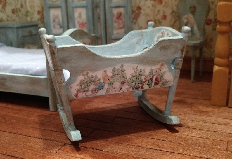 Dolls House 12th scale Blue Peter Rabbit Cradle | Etsy