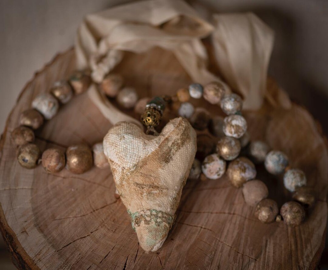 Painted Wood Garland Wood Garland Artists Hand Made Garland Decorative ...