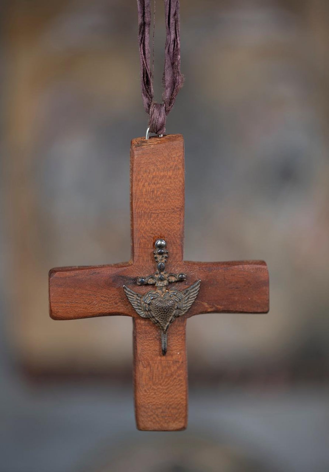 Sacrificial Heart Cross+ Reclaimed Wood With Heart and Sword Cross ...