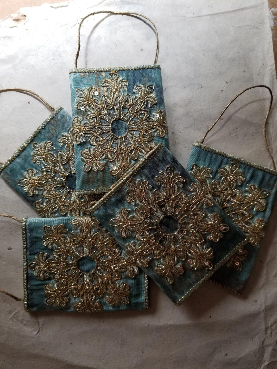 Hand Made Papier-mâché Ornaments + Embellished Snowflakes + Sparkly ...