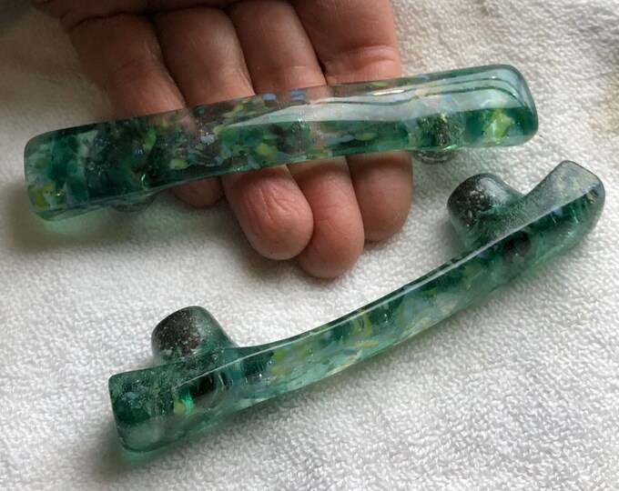 Jade Green Glass Pull. Artistic Bright Green Furniture Glass Pull ...