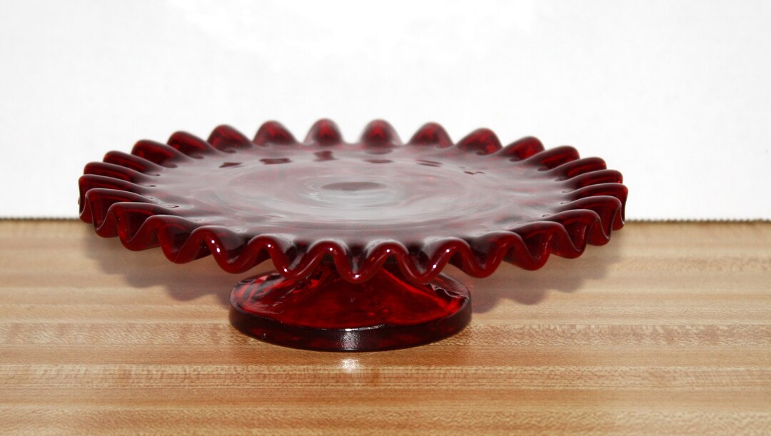 Gorgeous Deep Red Fenton Glass Plate Stand 6" Wide and 1.5" Tall ...