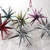 Silver Tinsel Atomic Starburst Ornaments With Multi-color Centers ...