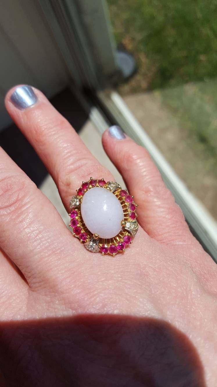 Ruby and Jade 14k Gold Ring - Etsy