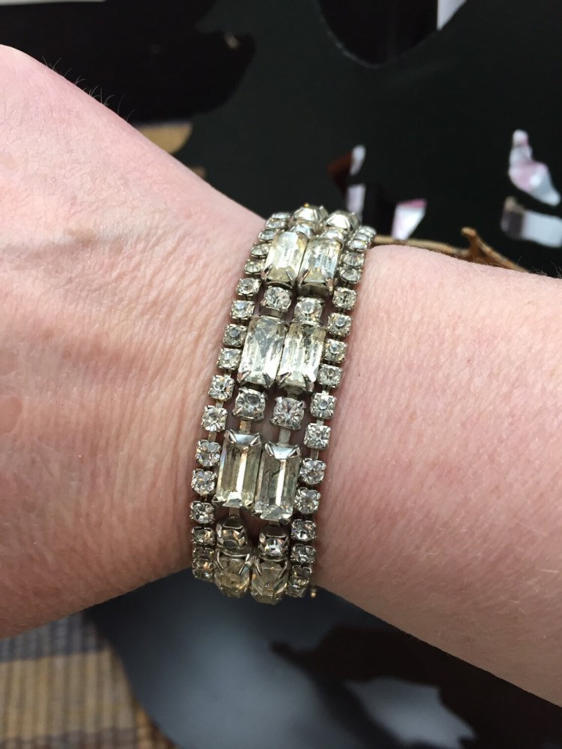 Vintage Weiss Clear Rhinestone Bracelet - Etsy