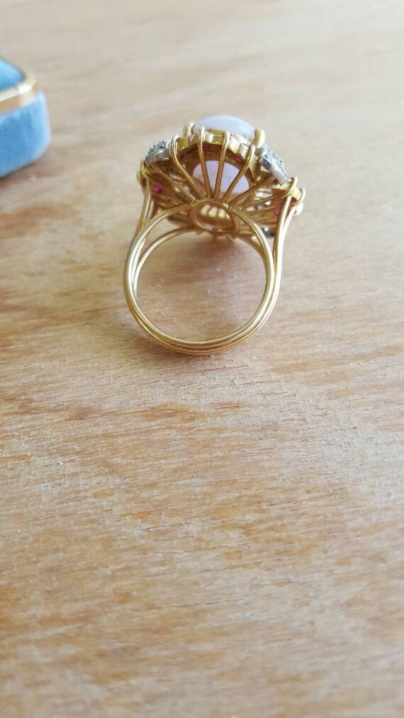 Ruby and jade 14k gold ring - Gem