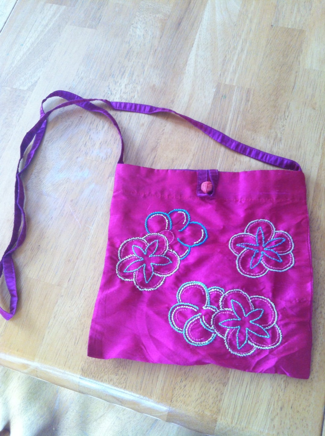 Hand Embroidered Fuchsia Silk Purse - Etsy