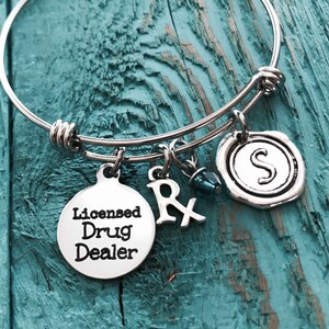 Licensed Drug Dealer, Silver Bracelet, RX Bangle, RX Bracelet, Pharmacy ...