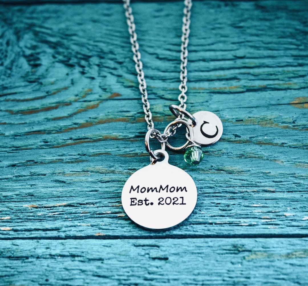 Mommom, EST 2024, EST 2023, Silver Necklace, Mommom Necklace, Mommom ...