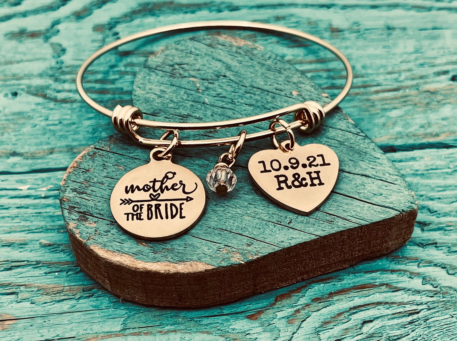 Mother of Bride, Mother of the Bride, Customized, Date, Gold Bracelet ...