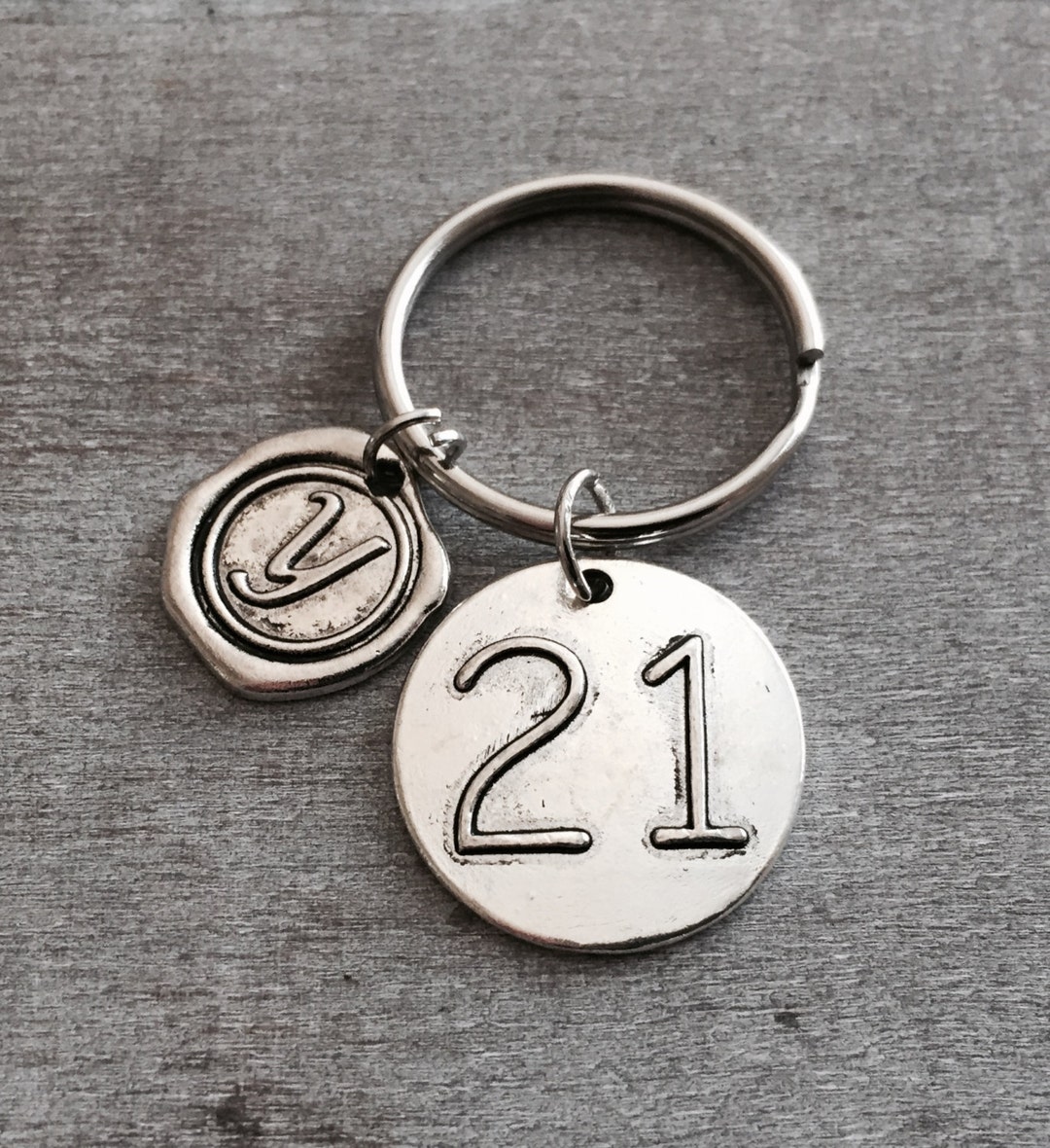 Number 21 SILVER KEYRING Silver Keychain 21 Charm 21st - Etsy