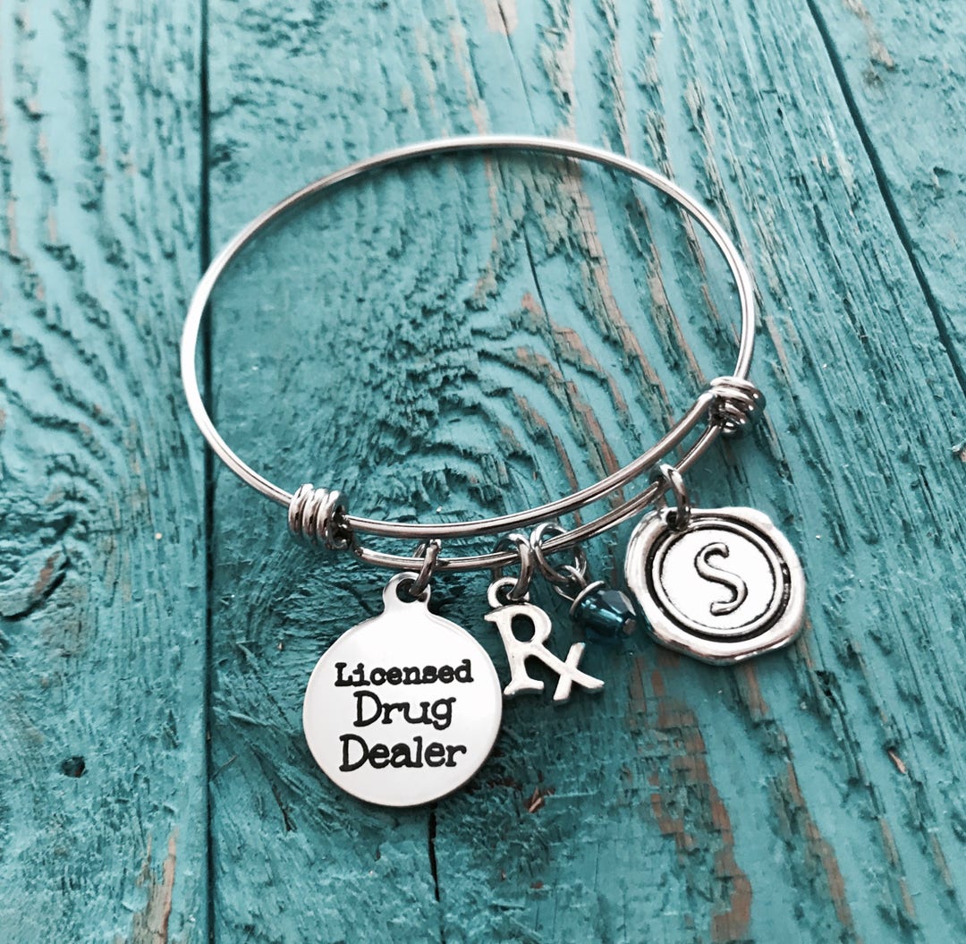 Licensed Drug Dealer, Silver Bracelet, RX Bangle, RX Bracelet, Pharmacy ...