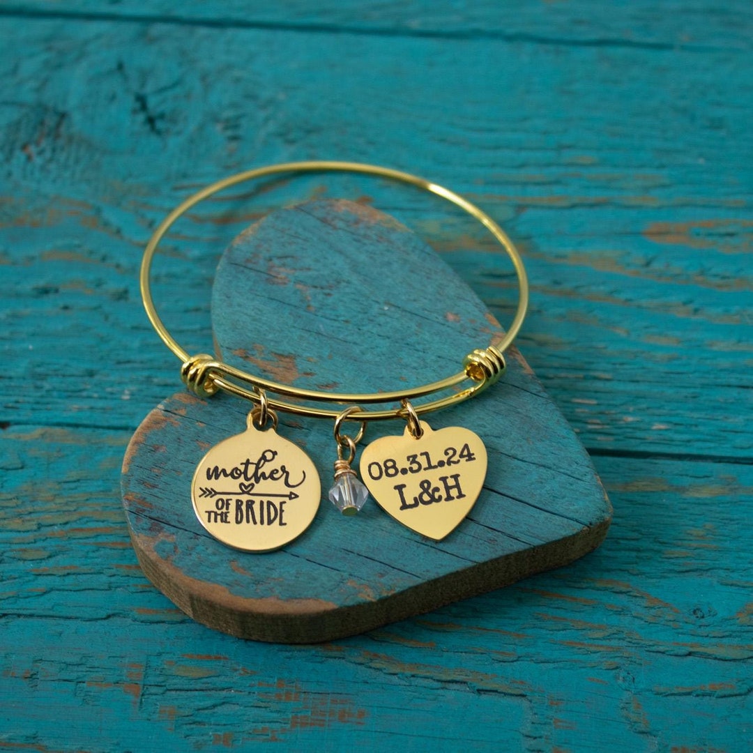 Mother of Bride, Mother of the Bride, Customized, Date, Gold Bracelet ...