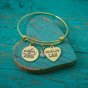 Mother of Bride, Mother of the Bride, Customized, Date, Gold Bracelet ...