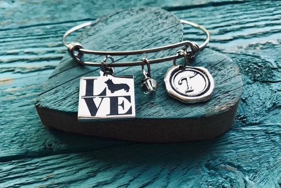 Corgi I love my Corgi Puppy Corgi Mom Silver Bracelet | Etsy
