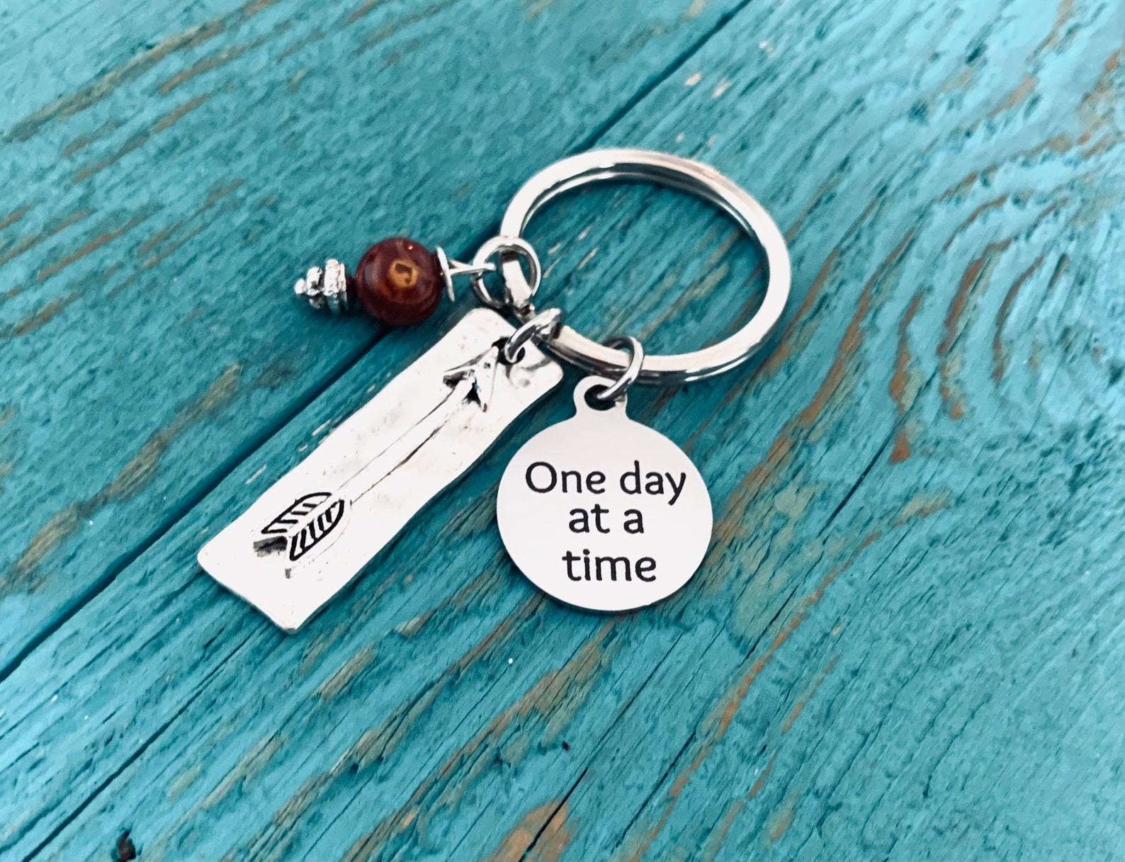 One Day at A Time, Sobriety Gift, Sobriety Keychain, Recovery Jewelry ...
