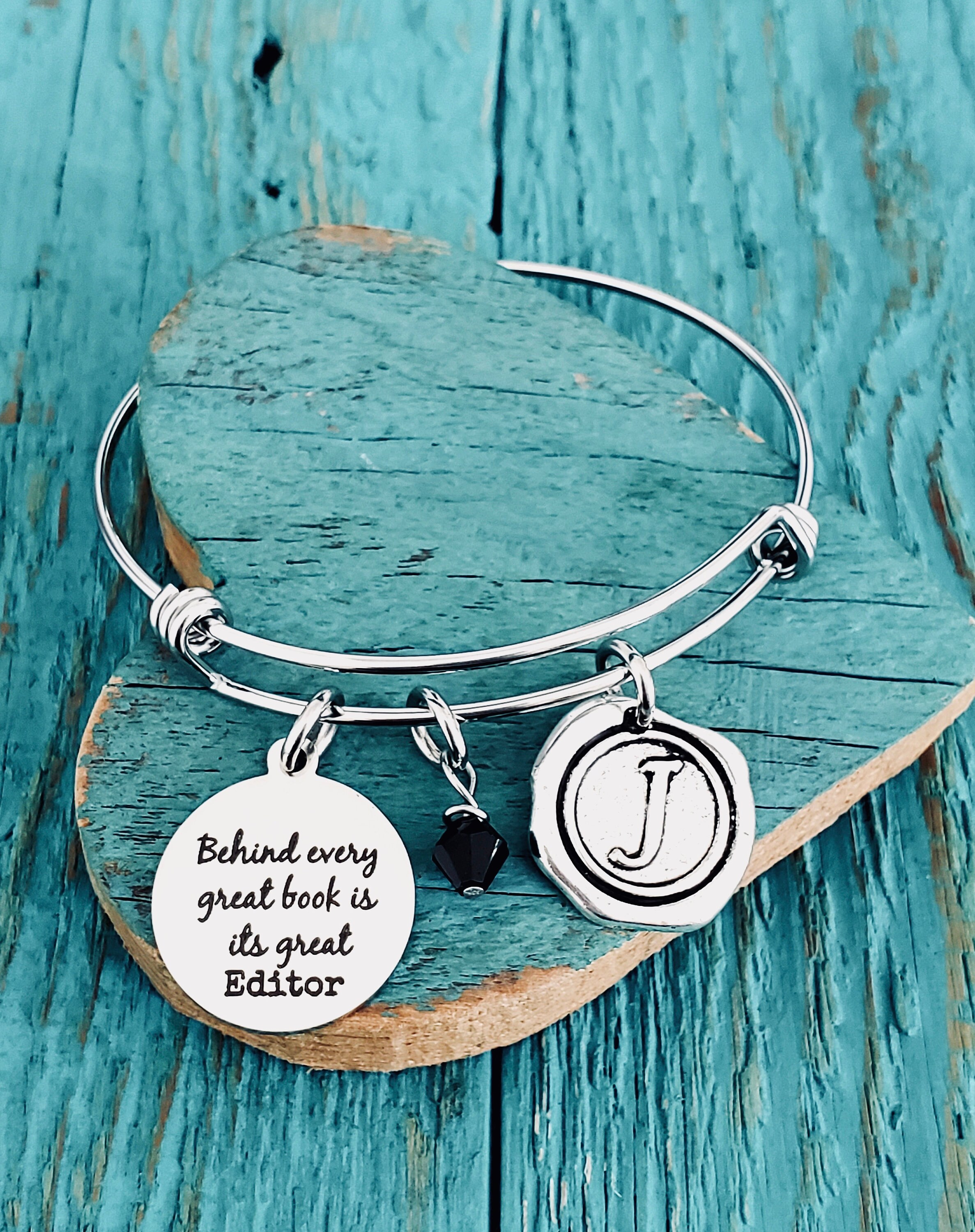 Behind Every Great Book is Its Great Editor Author Editor Gift for Editor Literature Book Editor Silver Bracelet Charm Bracelet Etsy