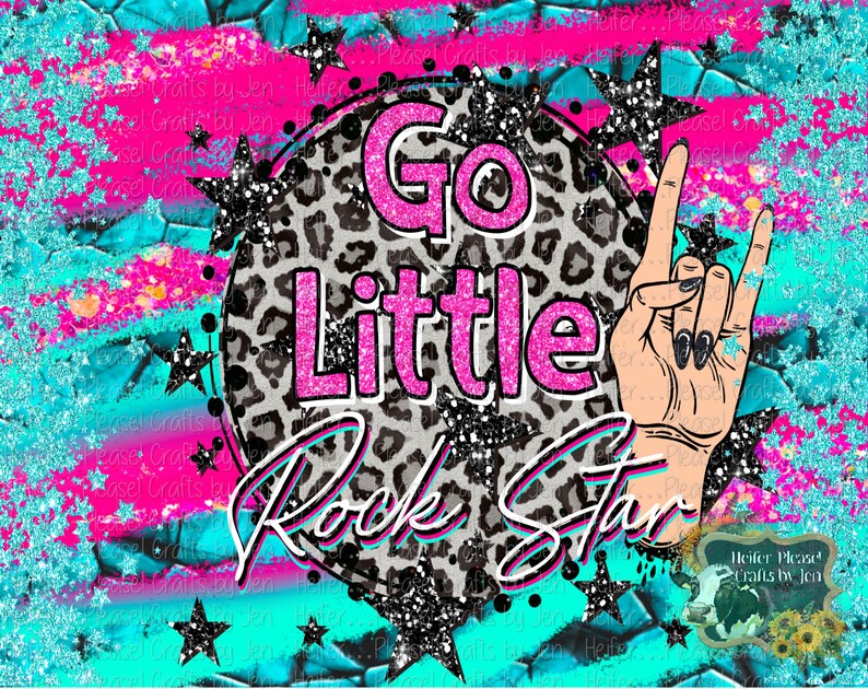 Go Little Rockstar Teal Pink Glitter Stars Leopard Tumbler Wrap, 20 Oz ...
