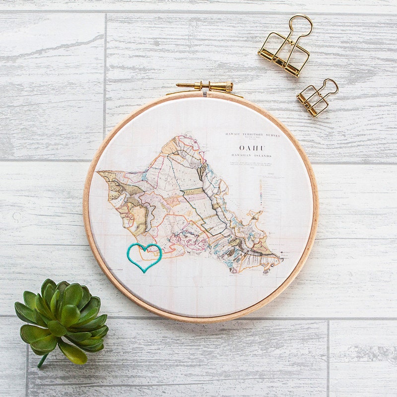Embroidered Map - Etsy