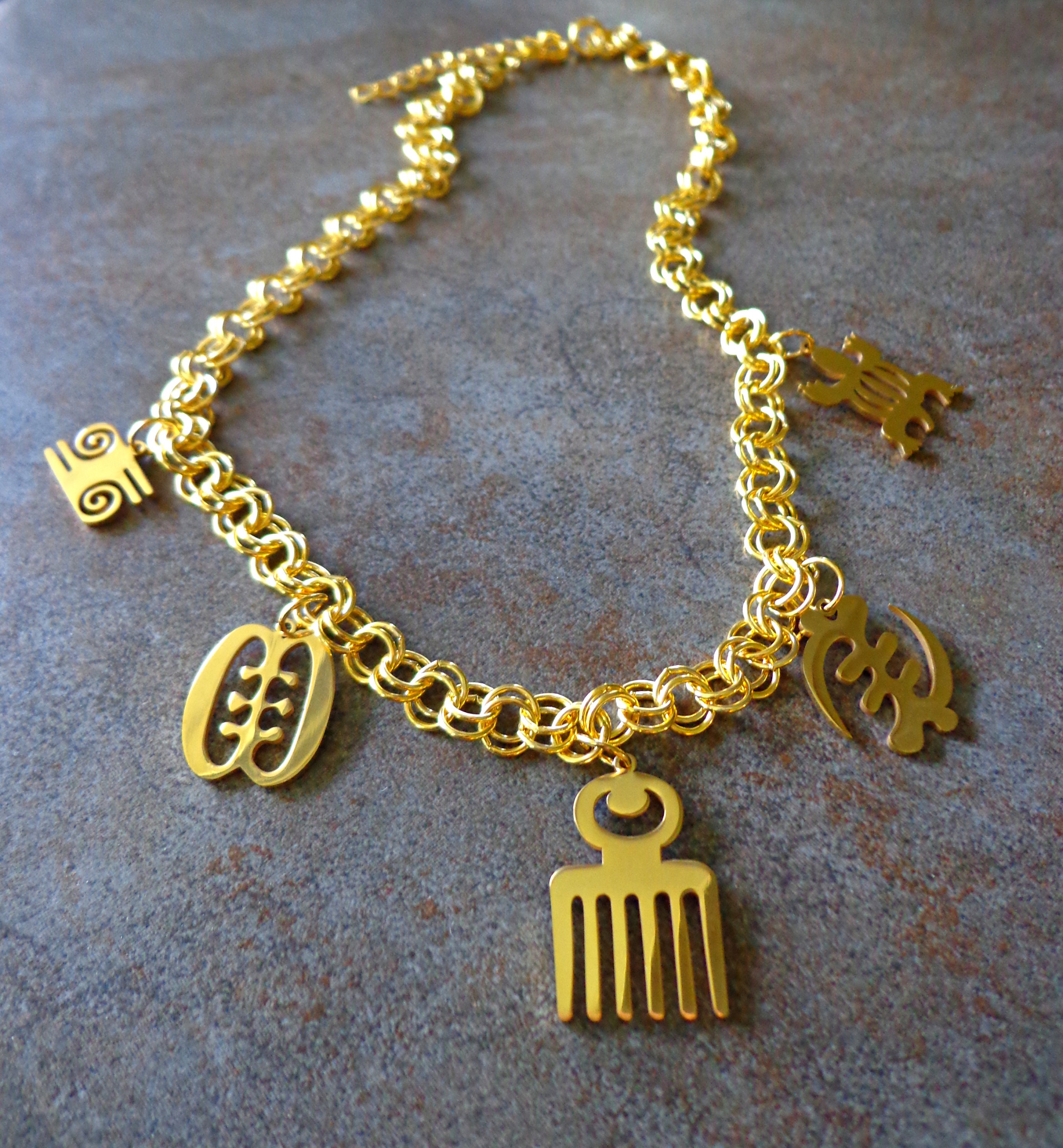 Gold Adinkra Symbol Necklace: Ghana African Boho Jewelry - Etsy UK