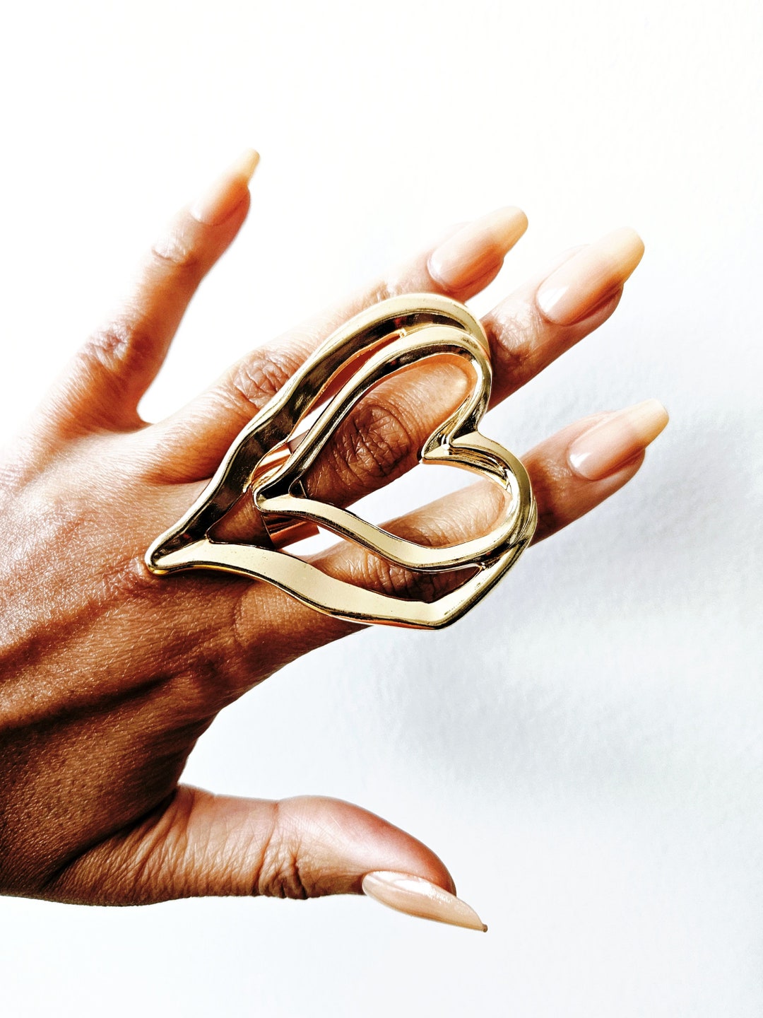 Gold Heart Ring, Large, Maximalist, Statement, Party, Jewelry, Fashion ...