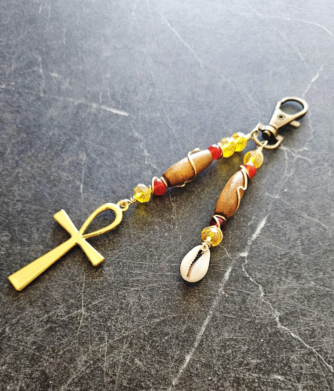 Egyptian Ankh Cowrie Shell Purse Charm, Egyptian Cross Key Ring ...