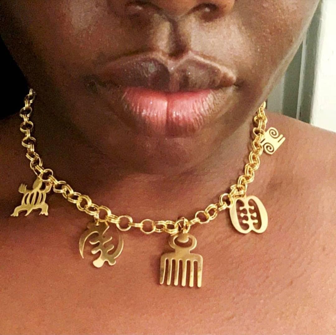 Gold Adinkra Symbol Necklace: Ghana African Boho Jewelry - Etsy
