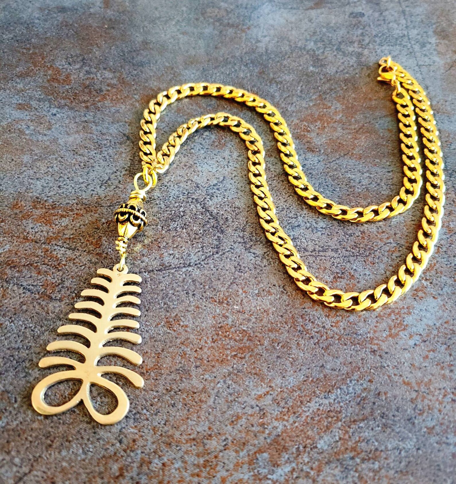 Aya Adinkra Symbol Statement Necklace Stainless Steel | Etsy