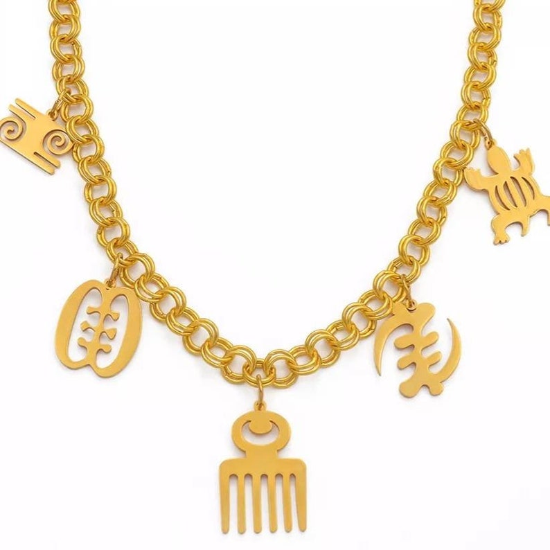 Gold Adinkra Symbol Necklace Spiritual Jewelry African - Etsy