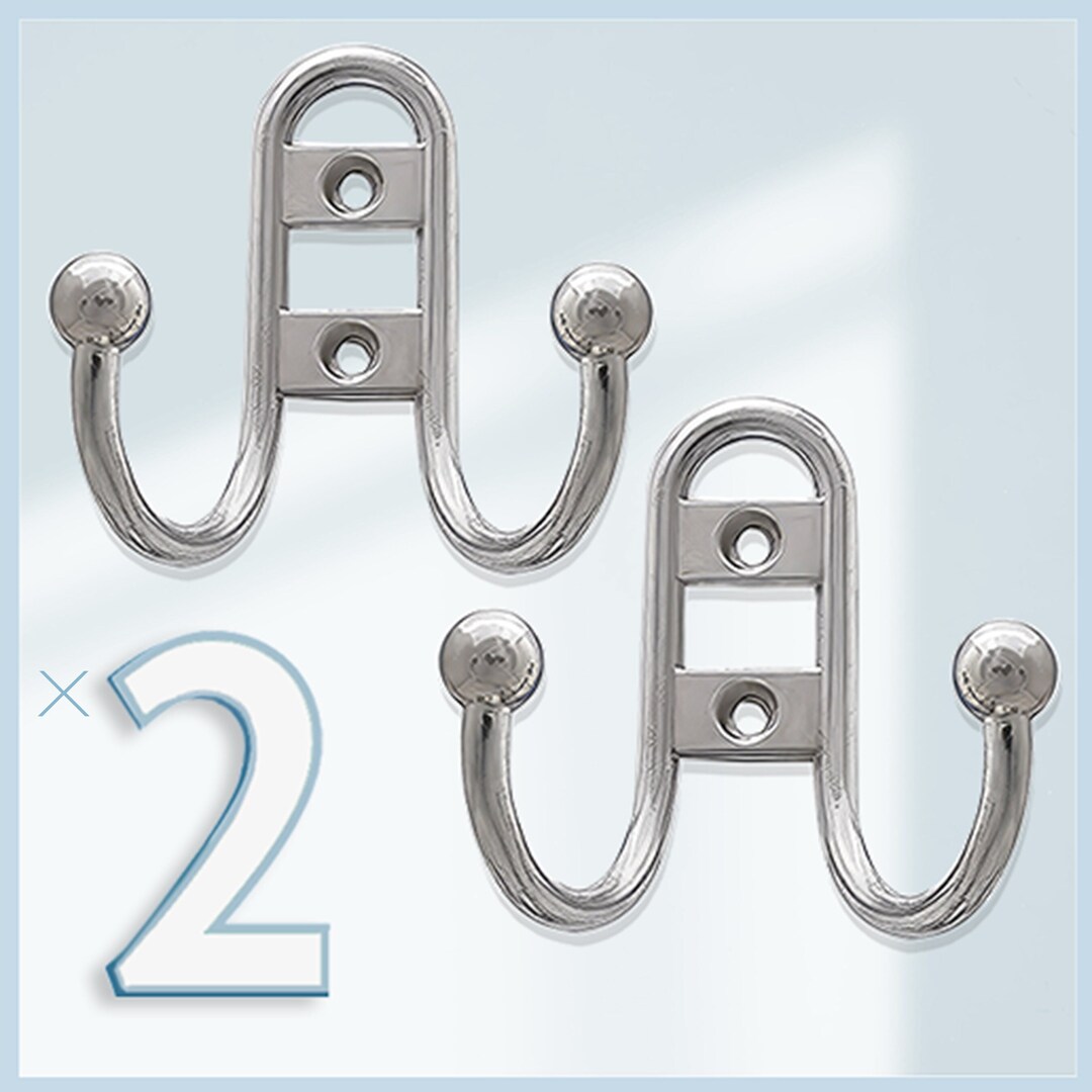Double Prong Robe Hook Utility Coat Hooks White Metal Robe Clothes ...