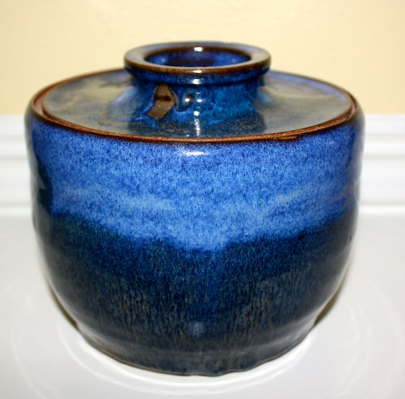 Items similar to Beautiful glazed blue lidded jar on Etsy