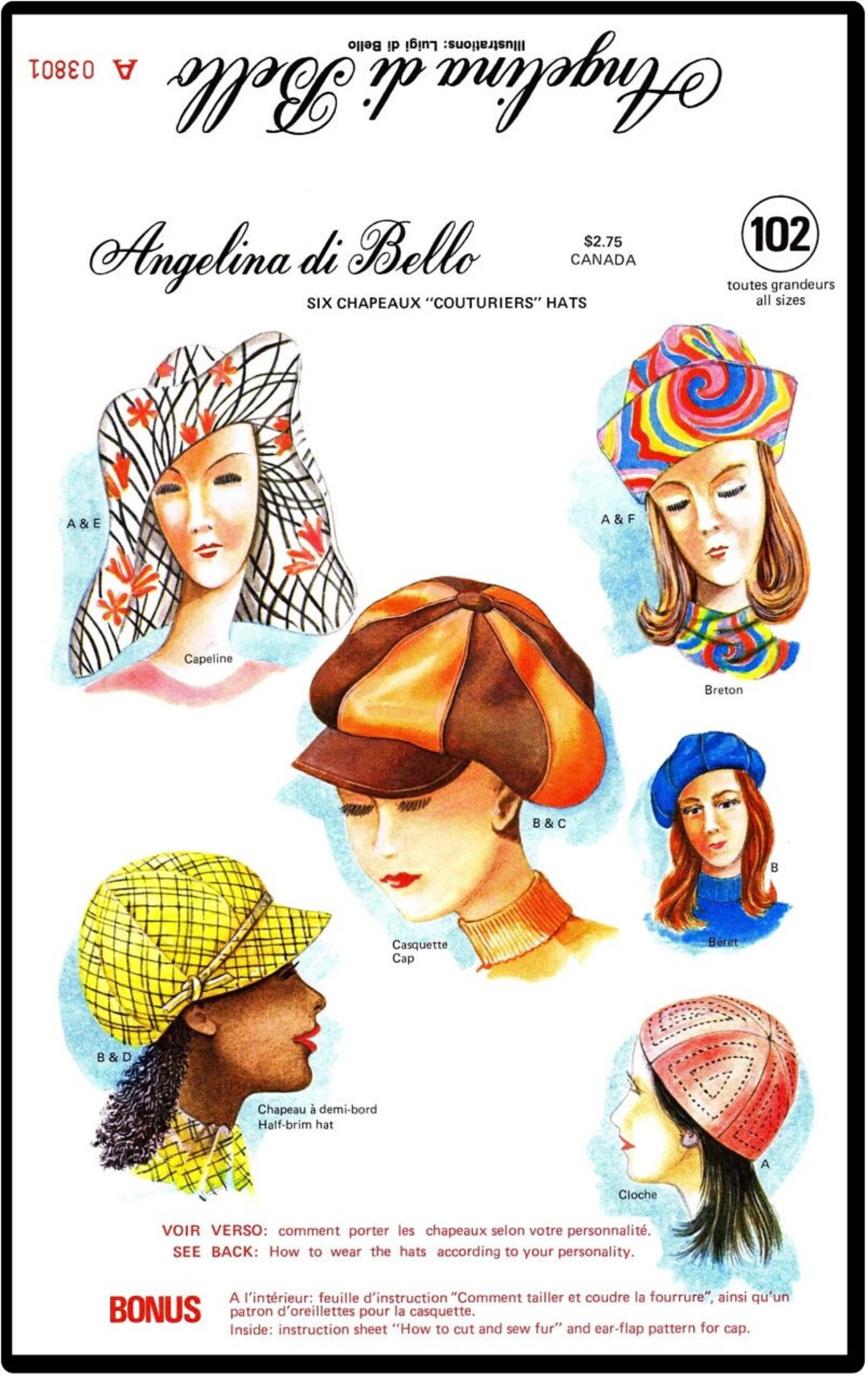 Vintage Millinery Hat Sewing Pattern: Angelina Di Bello #102 - Etsy