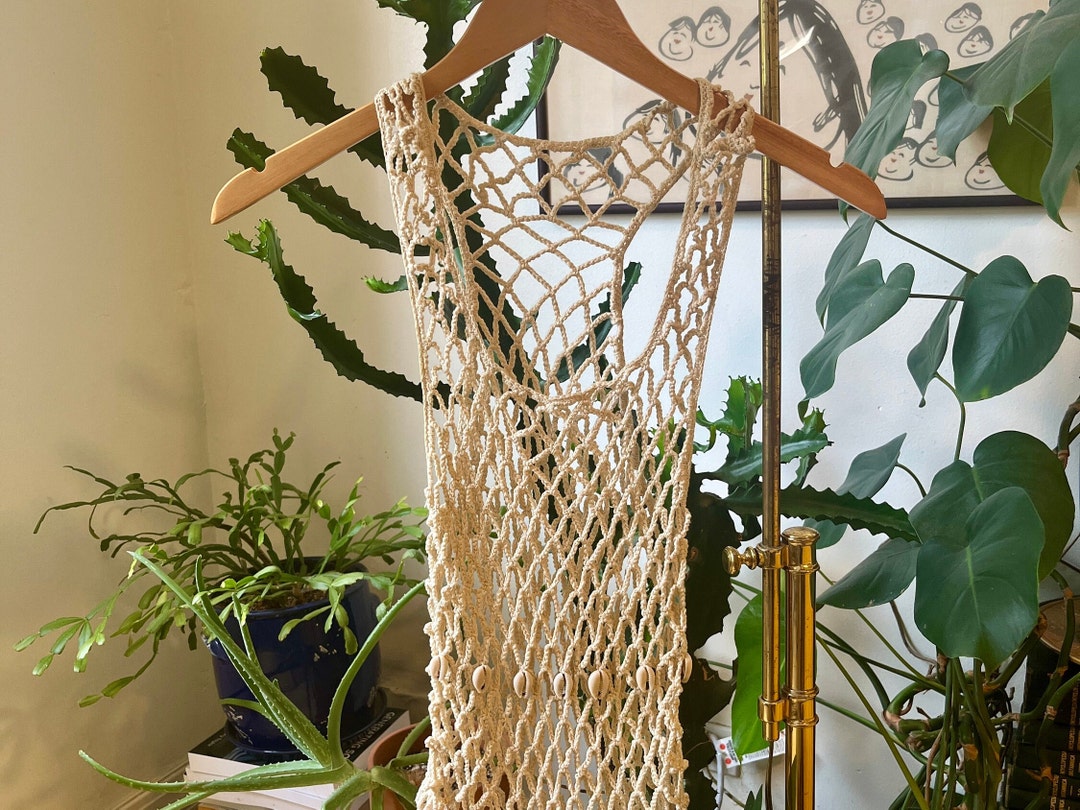 Vintage Crochet Cowrie Shell Fringe Top - Etsy