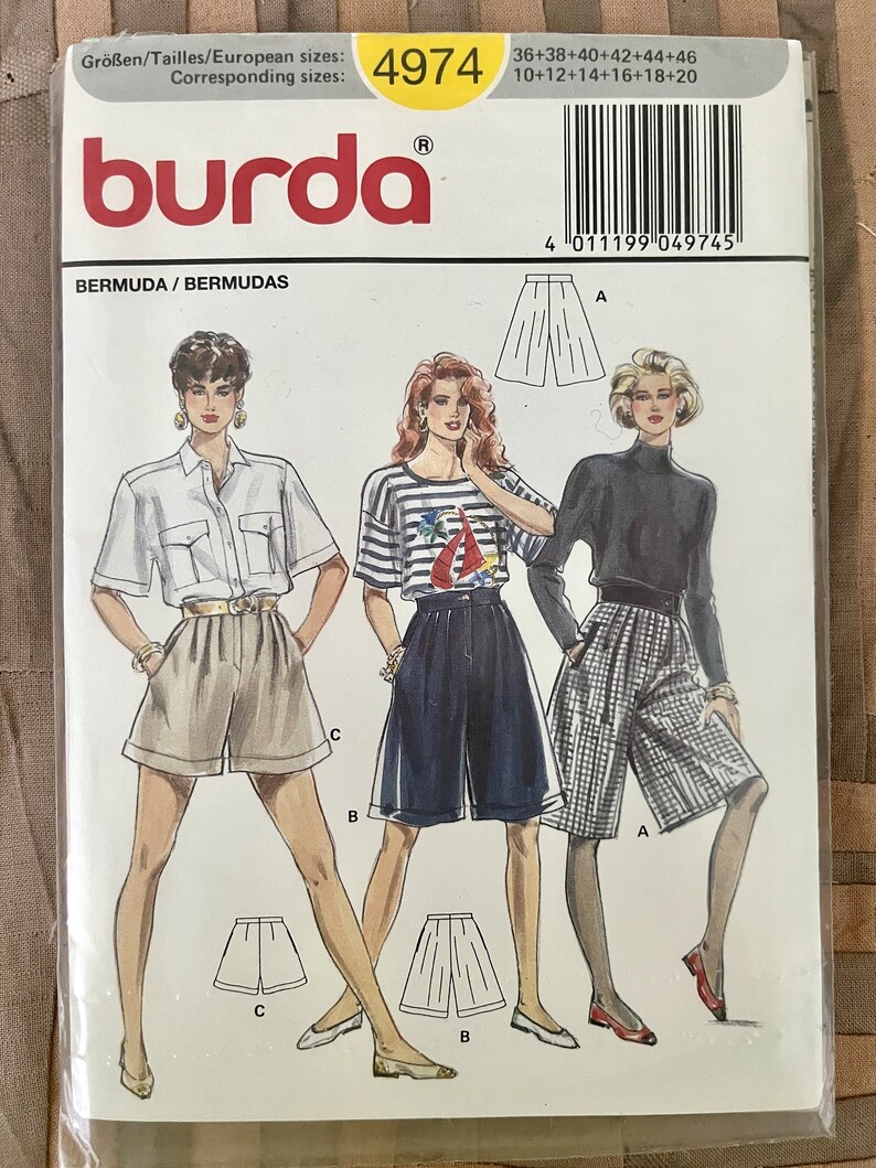 1980s Bermuda Shorts Burda 4974 Sewing Pattern - Etsy